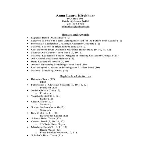 HighschoolResume | PDF