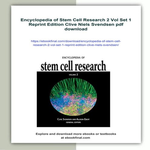 Encyclopedia of Stem Cell Research 2 Vol Set 1 Reprint Edition Clive ...