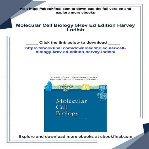 Molecular Cell Biology 5Rev Ed Edition Harvey Lodish | PDF