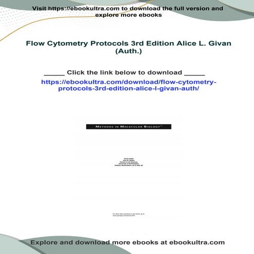 Flow Cytometry Protocols 3rd Edition Alice L. Givan (Auth.) download ...