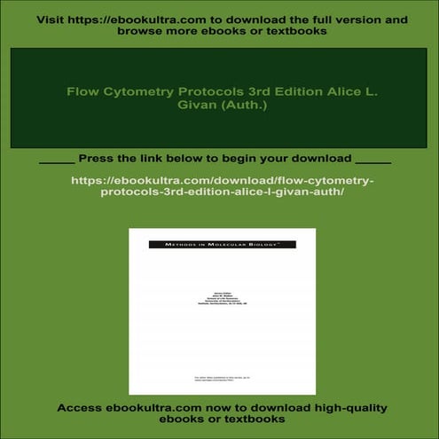 Flow Cytometry Protocols 3rd Edition Alice L. Givan (Auth.) | PDF
