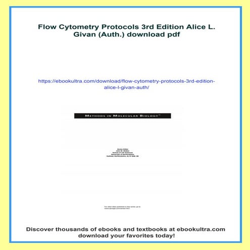 Flow Cytometry Protocols 3rd Edition Alice L. Givan (Auth.) | PDF