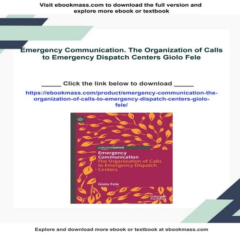 Emergency Communication. The Organization of Calls to Emergency ...