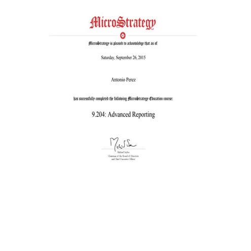 Microstrategy 9.204 Advanced Reporting certificate | PDF