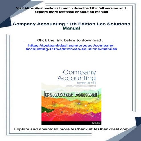 Get Company Accounting 11th Edition Leo Solutions Manual Free All ...