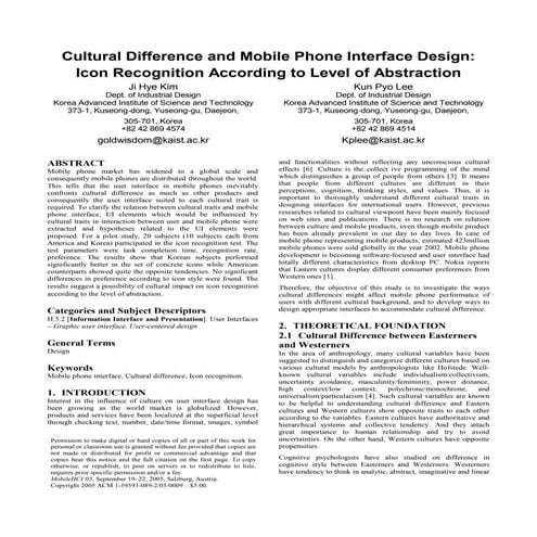 Cultural Difference and Mobile Phone Interface Design: Icon Recognition ...