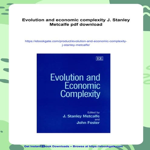 Evolution and economic complexity J. Stanley Metcalfe | PDF