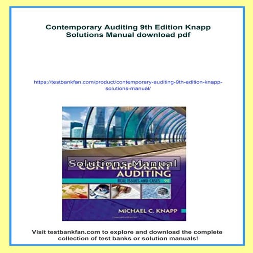Contemporary Auditing 9th Edition Knapp Solutions Manual | PDF