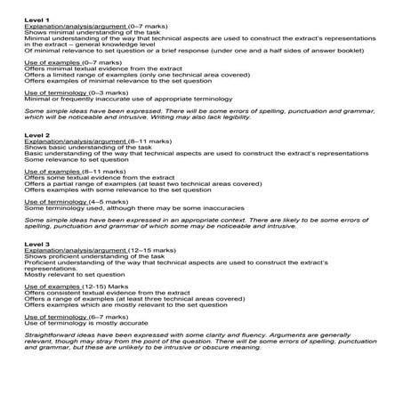 Section a + b mark scheme | DOCX