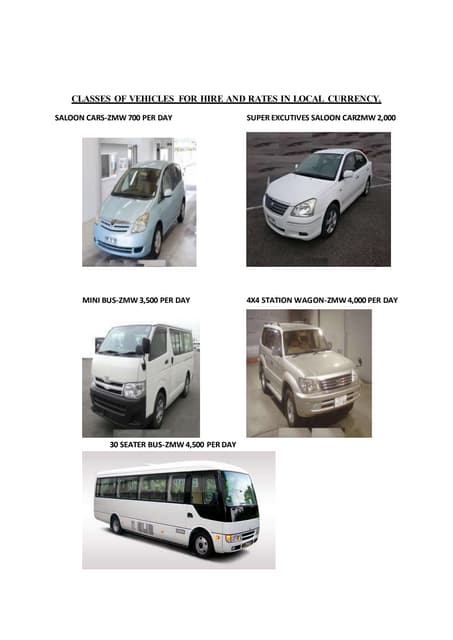 CLASSES OF VEHICLES FOR HIRE | PDF