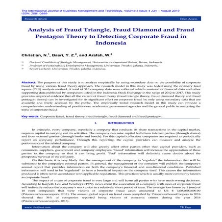 Analysis of Fraud Triangle, Fraud Diamond and Fraud Pentagon Theory to ...