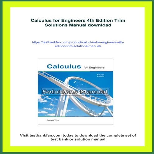 Calculus for Engineers 4th Edition Trim Solutions Manual | PDF