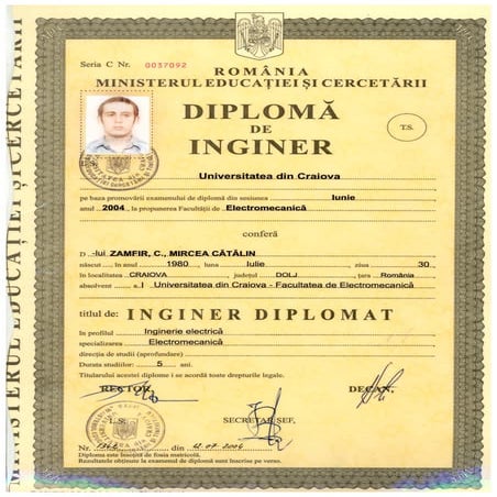 diploma inginer electromecanic | PDF