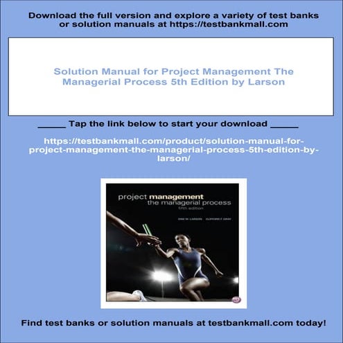 Solution Manual for Project Management The Managerial Process 5th ...