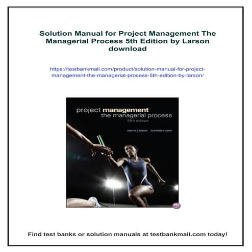 Solution Manual for Project Management The Managerial Process 5th ...