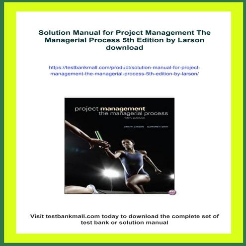 Solution Manual for Project Management The Managerial Process 5th ...
