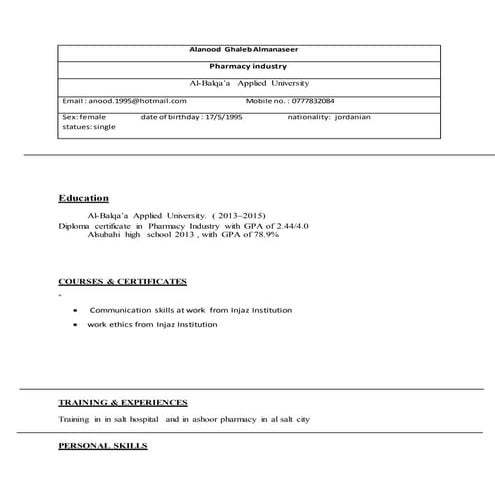 alanood cv | DOCX