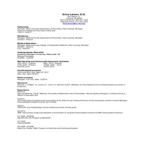 CV Erica Larson | PDF