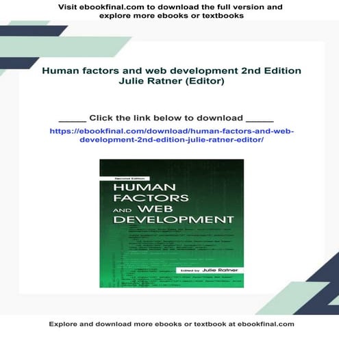 Human factors and web development 2nd Edition Julie Ratner (Editor) | PDF