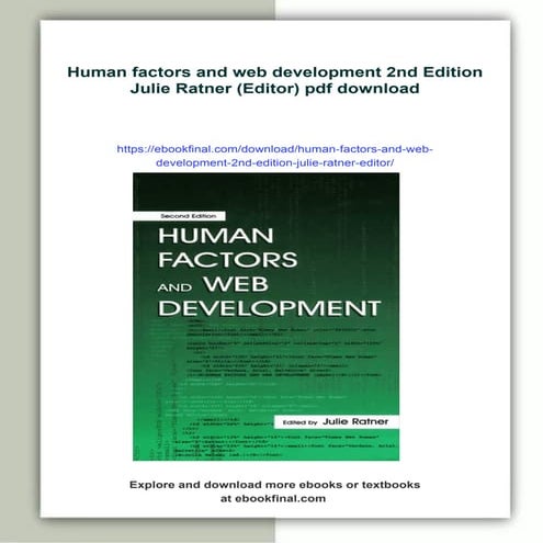 Human factors and web development 2nd Edition Julie Ratner (Editor) | PDF