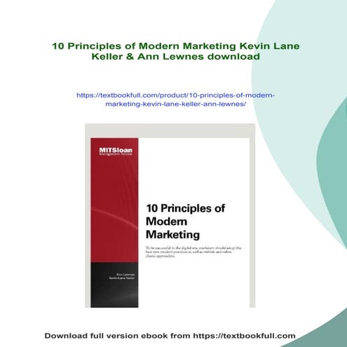 10 Principles of Modern Marketing Kevin Lane Keller & Ann Lewnes | PDF