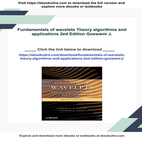 Fundamentals of wavelets Theory algorithms and applications 2ed Edition Goswami J. | PDF
