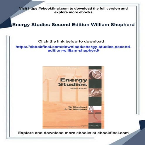 Energy Studies Second Edition William Shepherd | PDF
