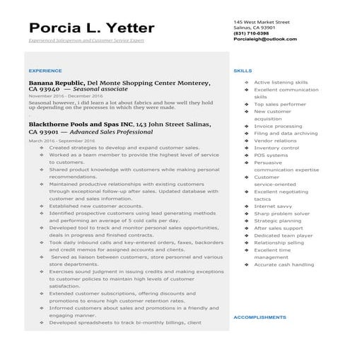 Updated Sales Resume | DOCX