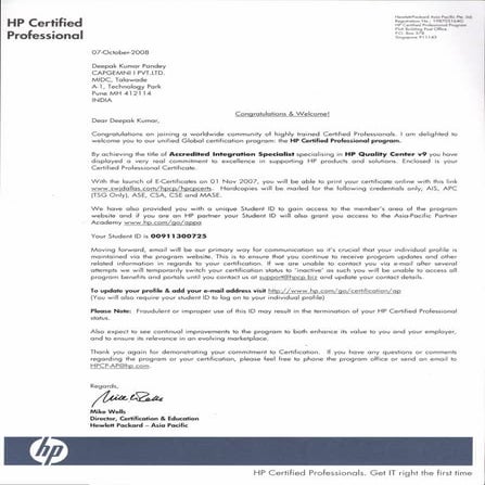 HP Accrediation Certificate | PDF