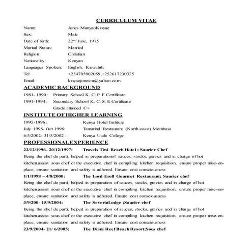CURRICULUM VITAE -JK (1) (5) (1) (2) | DOCX | Food Industry | Industries