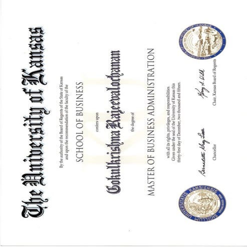 MBA degree certificate | PDF