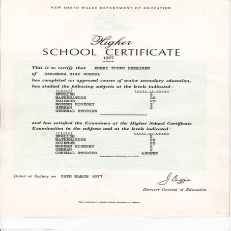 CHS .... Higher School Certificate 1967 (1) | PDF