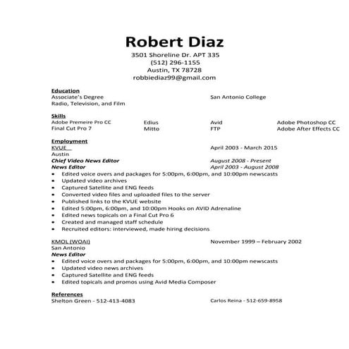 Diaz Resume references | RTF | Technology & Computing