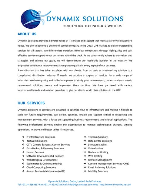 Dynamix Solutions presentations