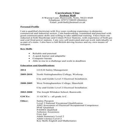 Curriculum Vitae josh | PDF