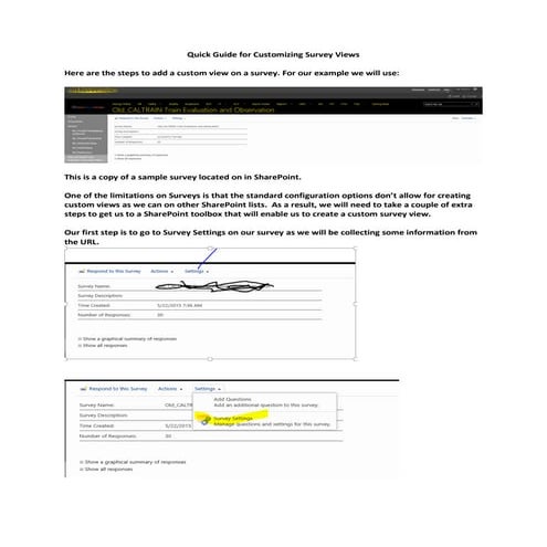 Quick Guide for Customizing Survey Views | PDF