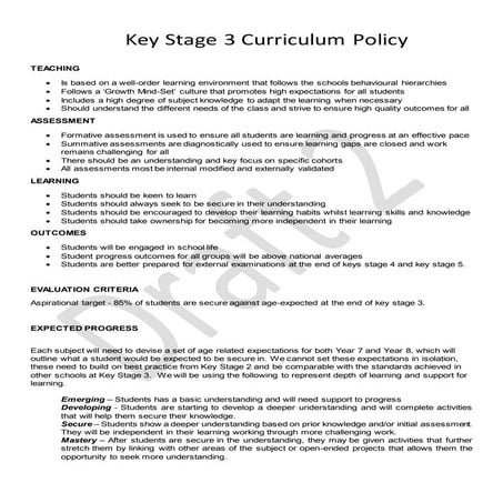 Assessment policy - Key stage 3 | DOCX