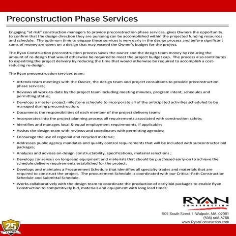 Precon Phase Services | PDF