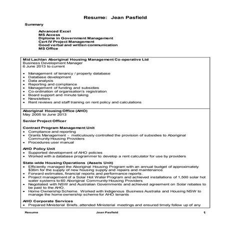 Resume Jean Pasfield 2015 | DOCX