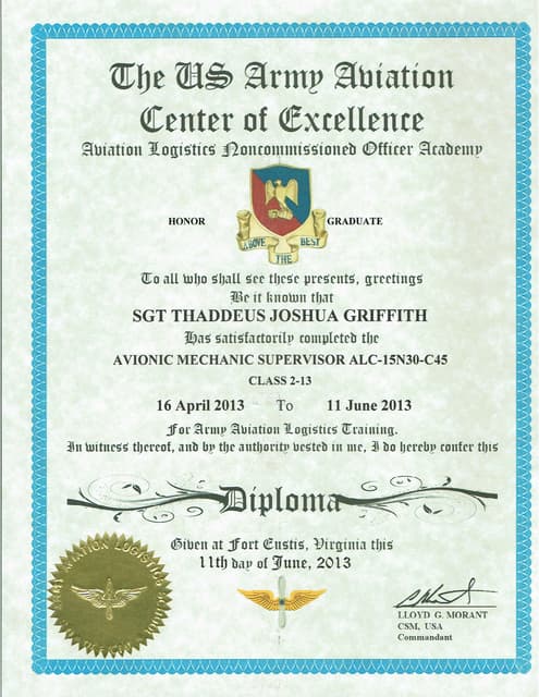 Avionics Diploma US Army | PDF