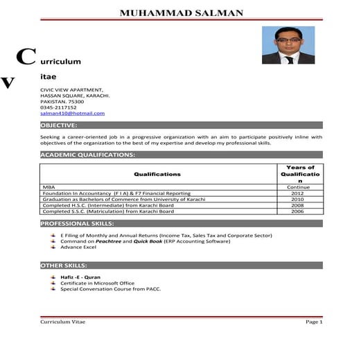 Updated CV of Salman | PDF