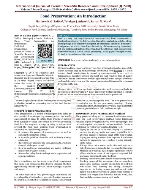 Methods of food preservation | PPTX
