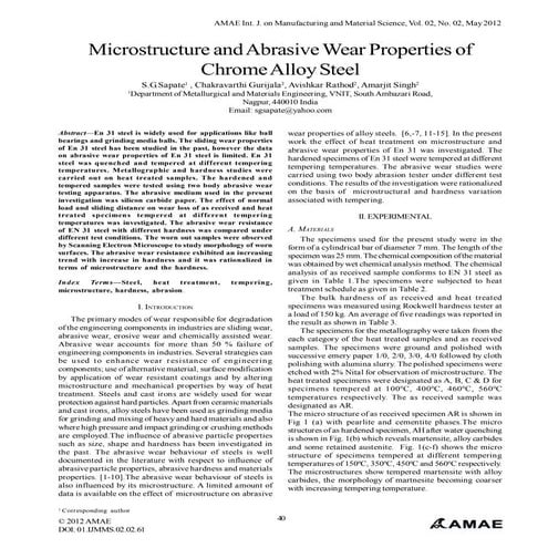 Microstructure and Abrasive Wear Properties of Chrome Alloy Steel | PDF