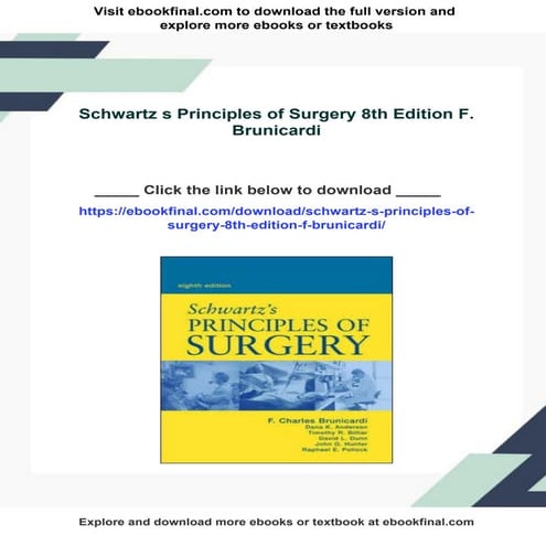 Schwartz s Principles of Surgery 8th Edition F. Brunicardi | PDF