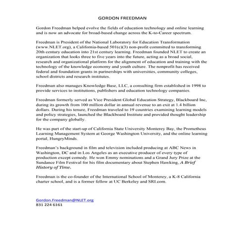 Gordon Freedman Short Bio | PDF