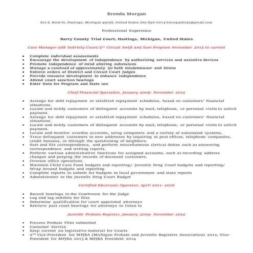 Brenda Morgan resume | DOCX