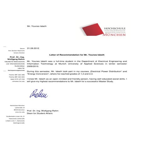 Recommendation Letter | PDF | Science