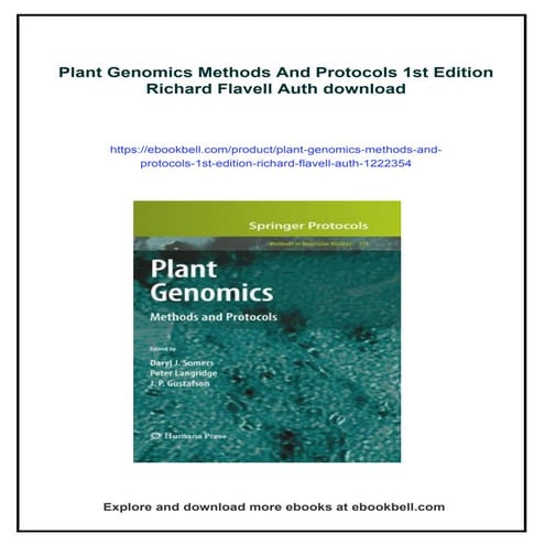 Plant Genomics Methods And Protocols 1st Edition Richard Flavell Auth | PDF