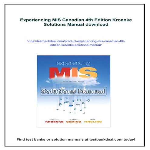 Experiencing MIS Canadian 4th Edition Kroenke Solutions Manual | PDF