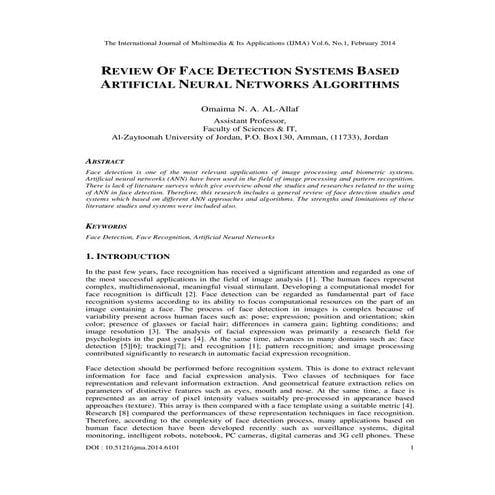 REVIEW OF FACE DETECTION SYSTEMS BASED ARTIFICIAL NEURAL NETWORKS ...